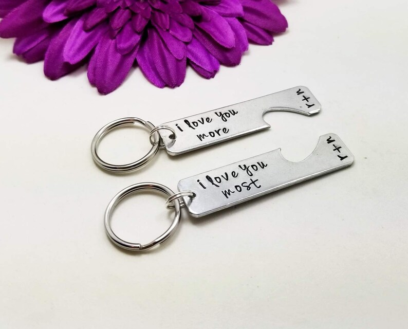 I Love You Keychain I Love You More Keychain Engraved | Etsy