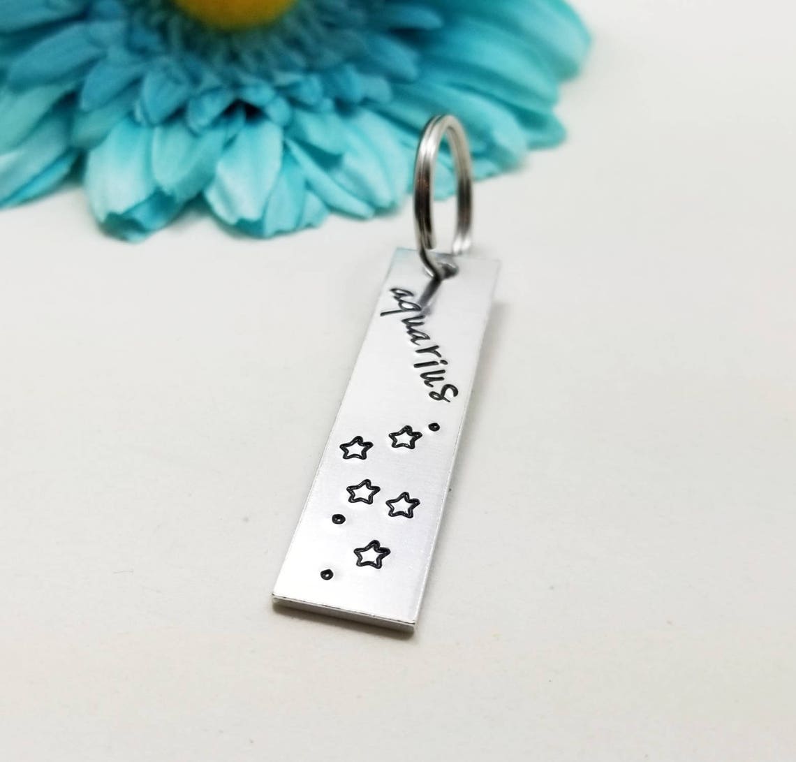 Aquarius Keychain, Custom Keychain, Constellation Keychain, Rectangle ...