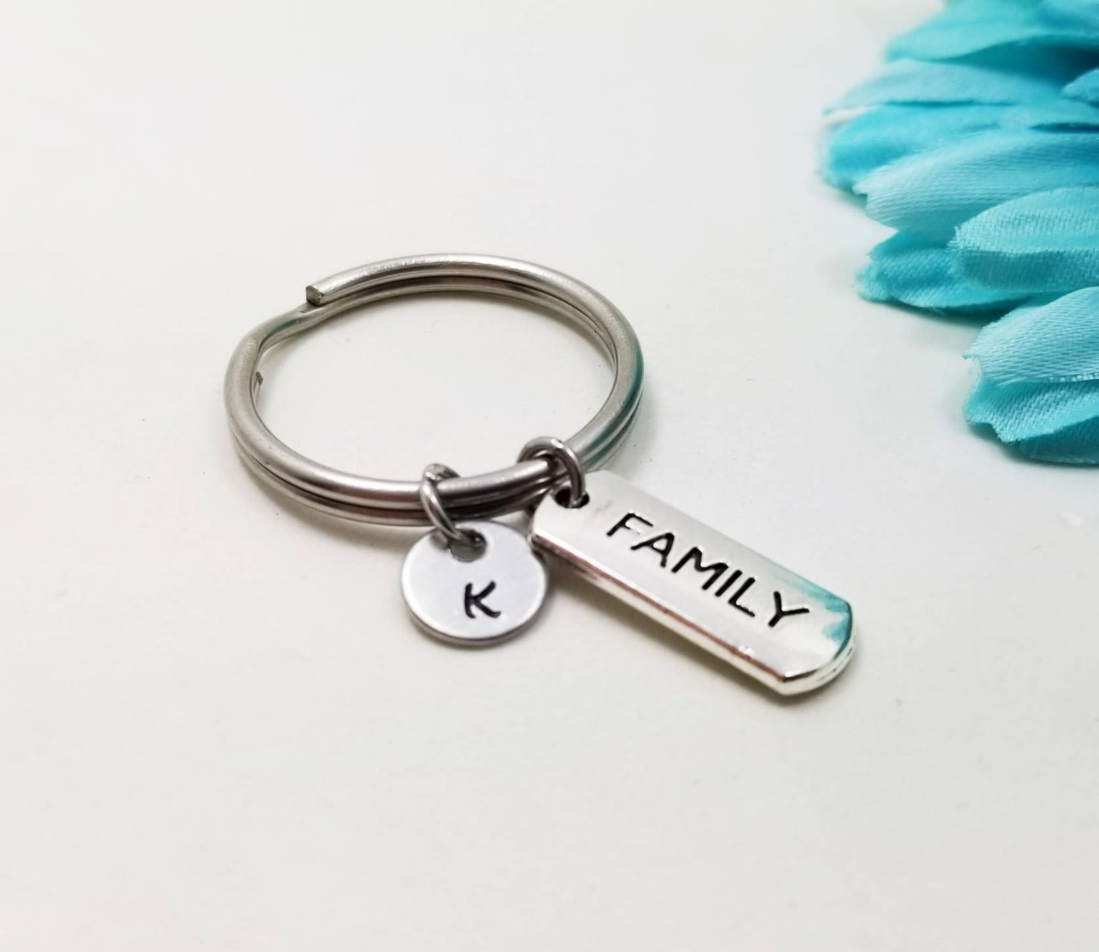 Family Keychain Family Key Chain Initial Keychain - Etsy