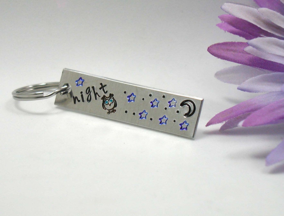 Night Owl Keychain Custom Keychain Engraved Keychain - Etsy