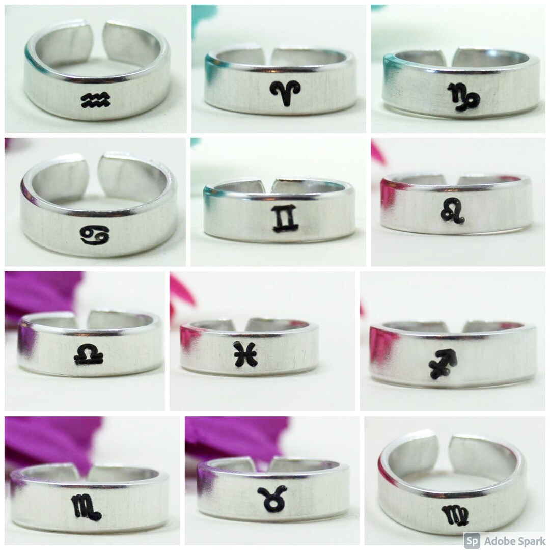 Personalized Zodiac Ring, Personalized Ring, Custom Ring, Hand Stamped ...