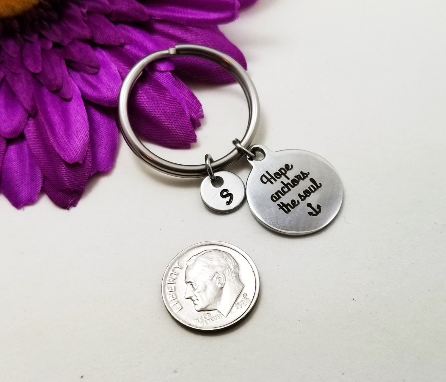 Hope Anchors the Soul Keychain Friend Key Chain Initial - Etsy