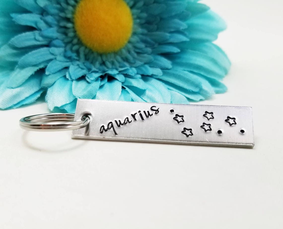 Aquarius Keychain, Custom Keychain, Constellation Keychain, Rectangle ...