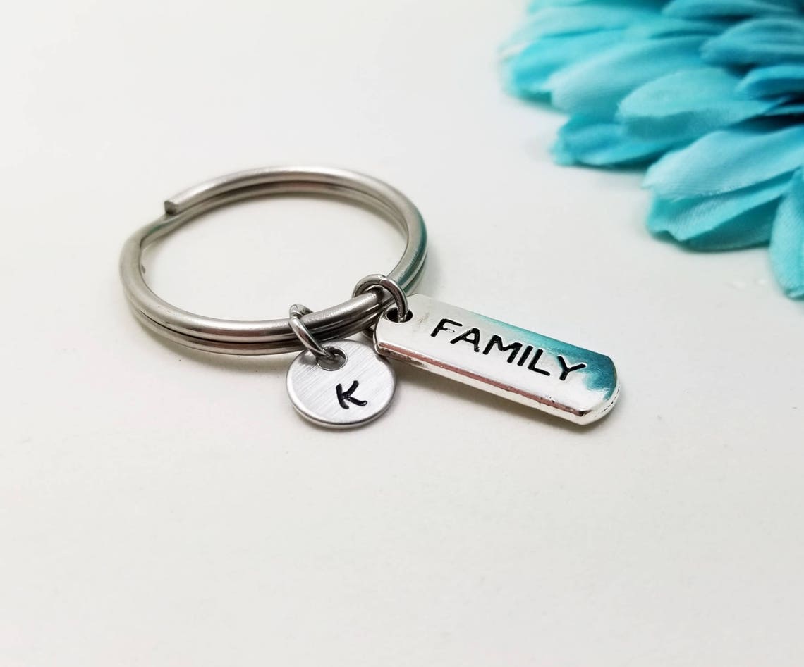 Family Keychain Family Key Chain Initial Keychain - Etsy
