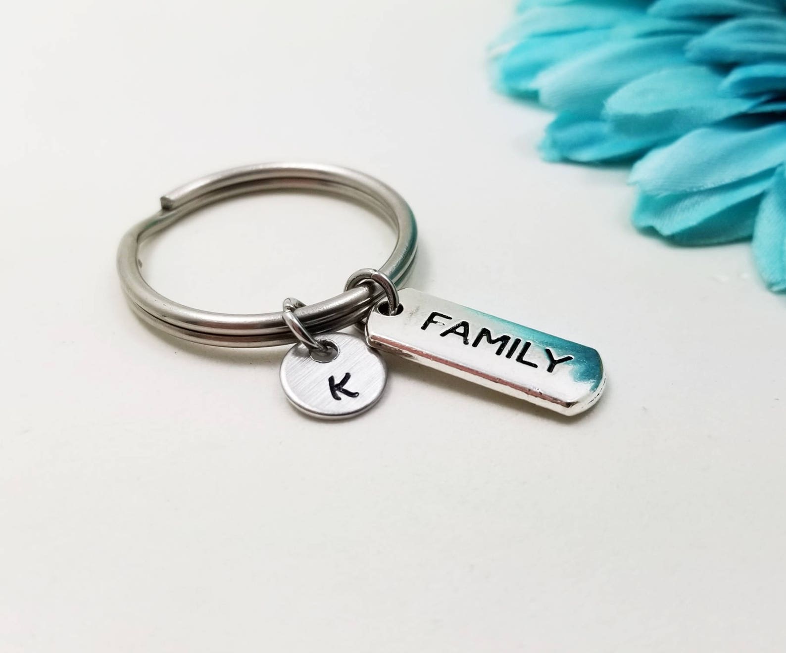 Family Keychain Family Key Chain Initial Keychain - Etsy