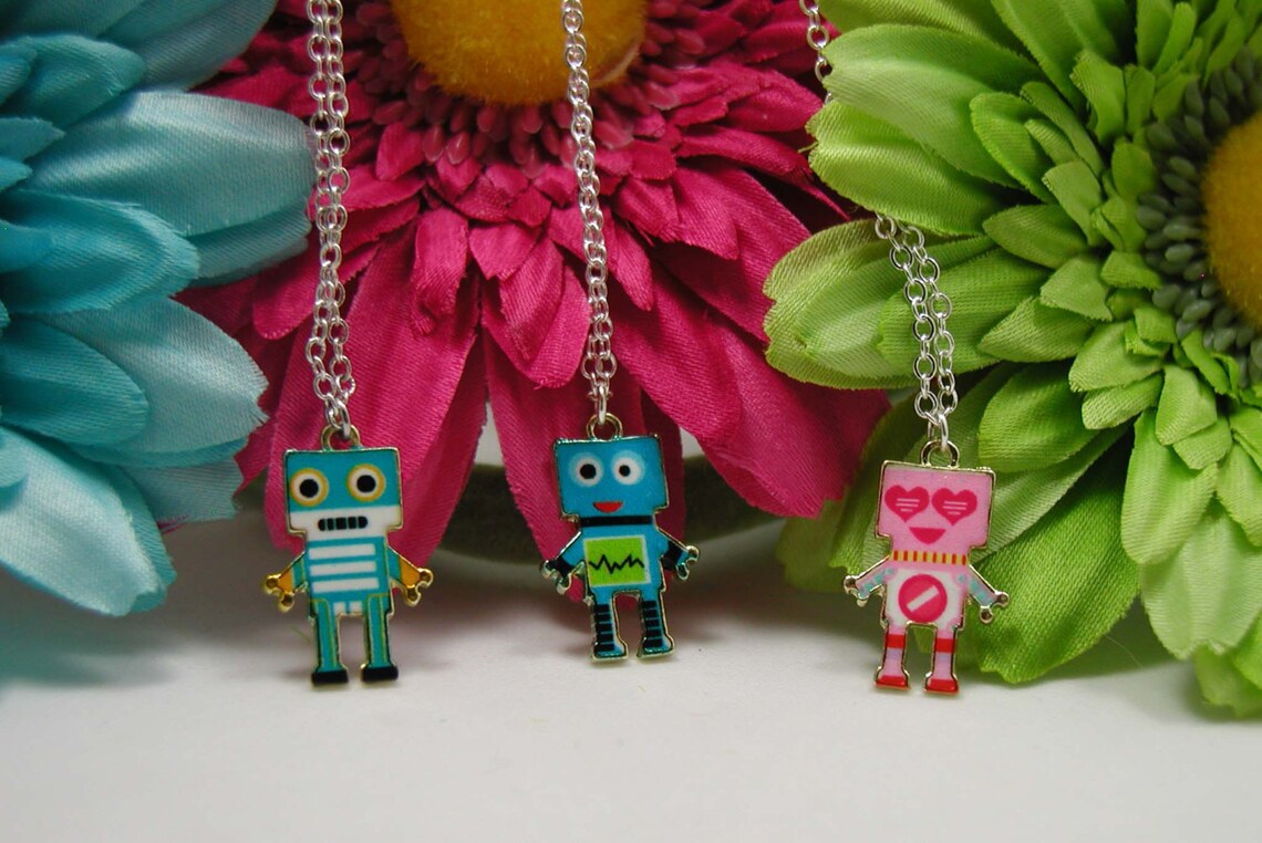 Robot Necklace Set Long Distance Friendship Geek Necklace - Etsy UK