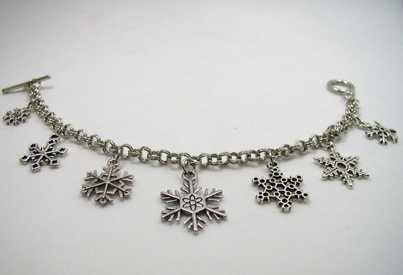 Snowflake Charm Bracelet Winter Bracelet Snowflake - Etsy