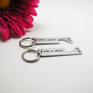 Roman Numeral Keychains, Engraved Keychains, Couples Keychain, His and ...