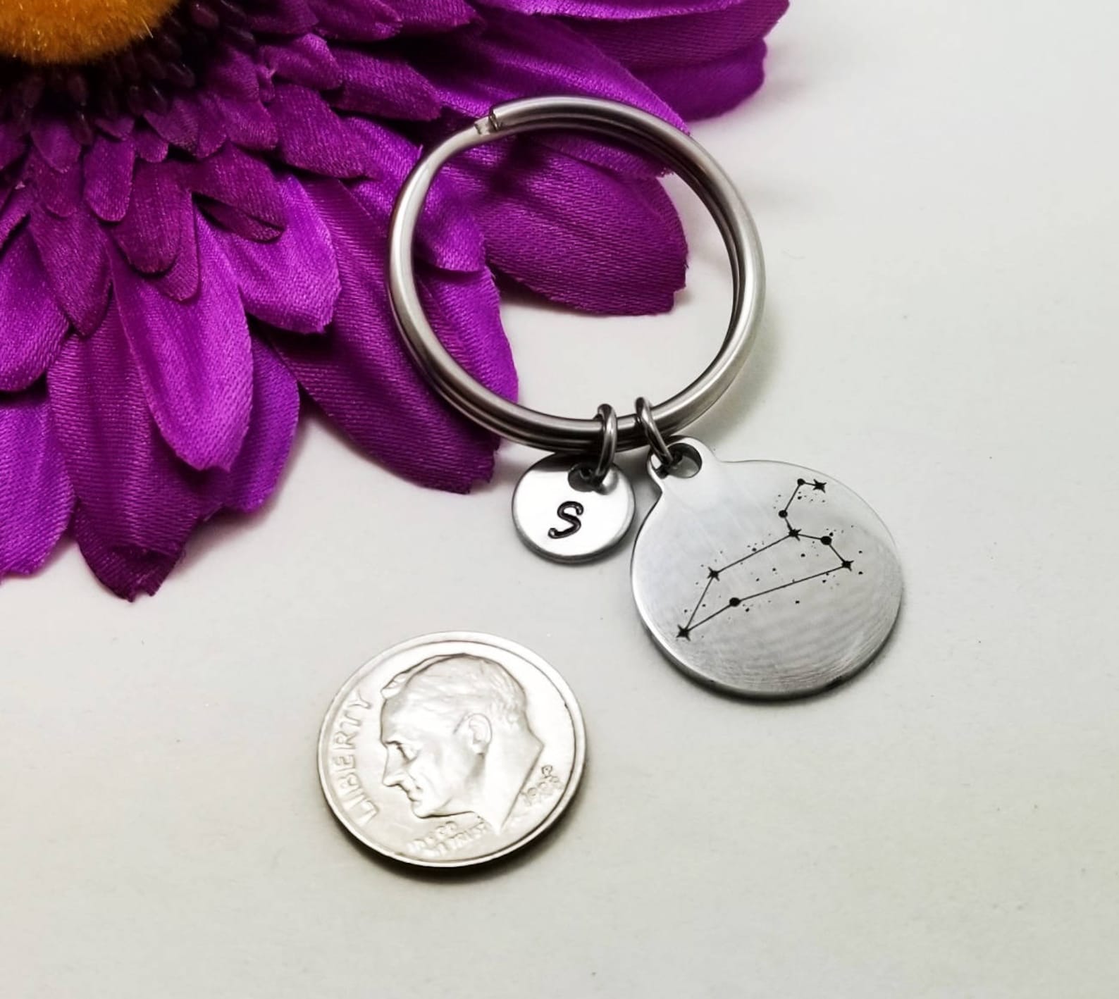 Leo Keychain Zodiac Keychain Initial Keychain | Etsy