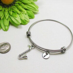 Saxophone Bracelet, Silver Saxophone Bracelet, Initial Charm, Charm ...