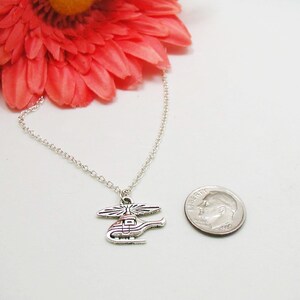 Helicopter Necklace, Charm Necklace, Helicopter Pendant, Silver ...