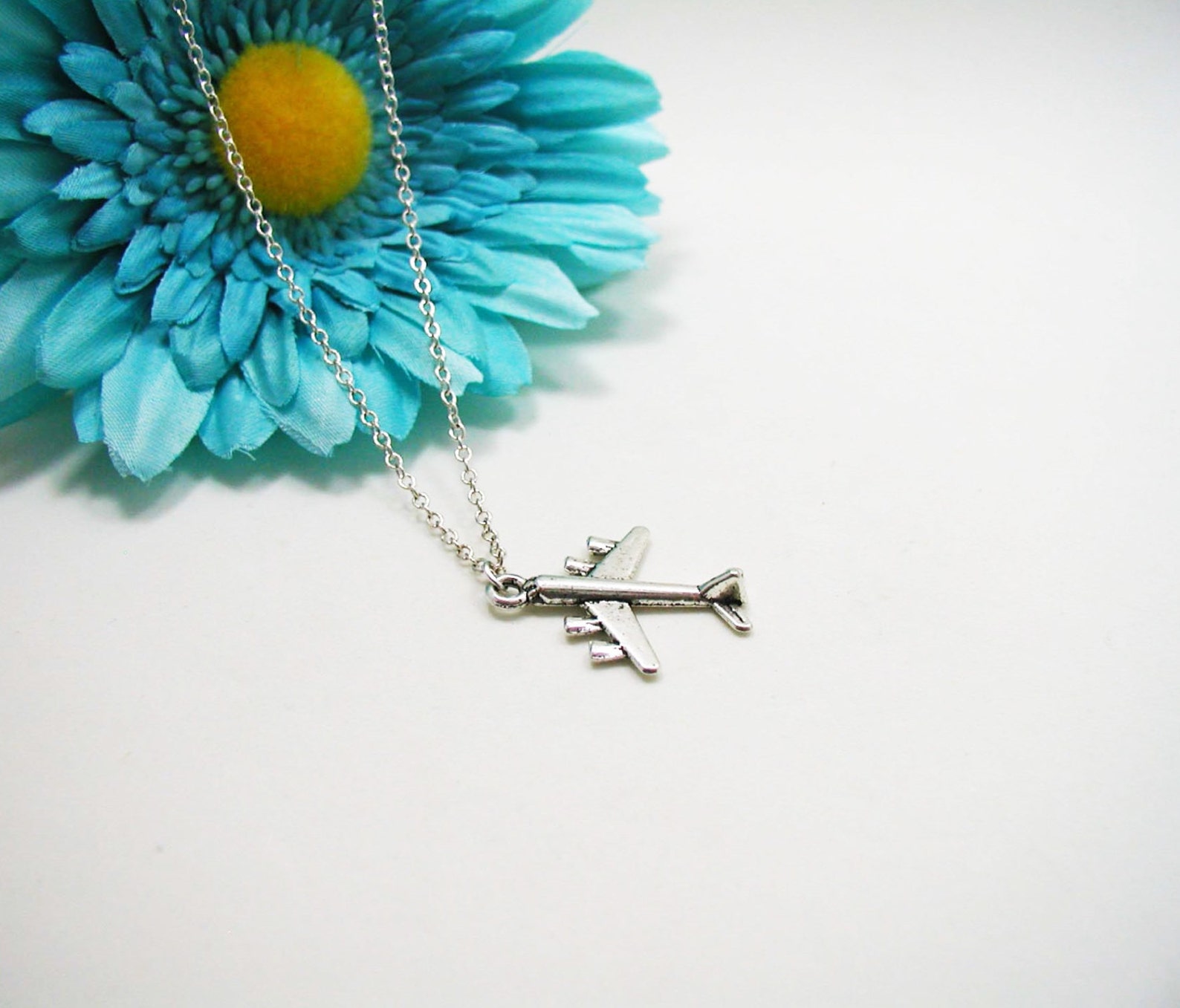 Airplane Necklace Airplane Pendant Silver Airplane Plane | Etsy