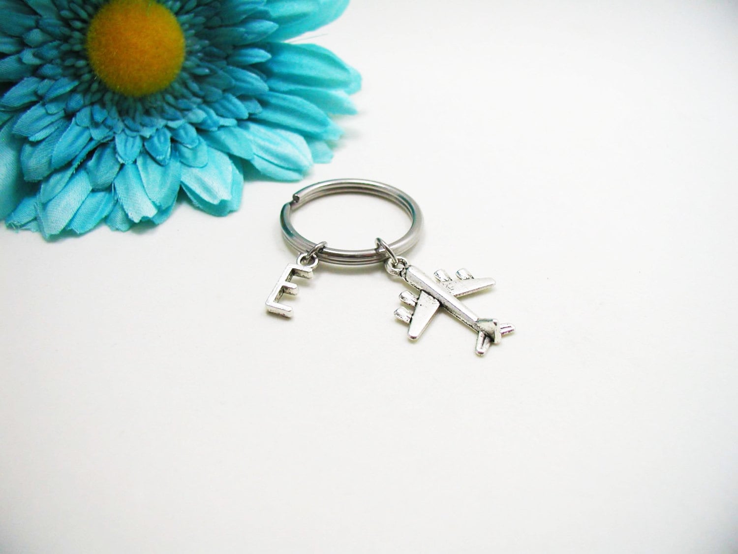 Airplane Keychain Airplane Key Chain Initial Keychain - Etsy