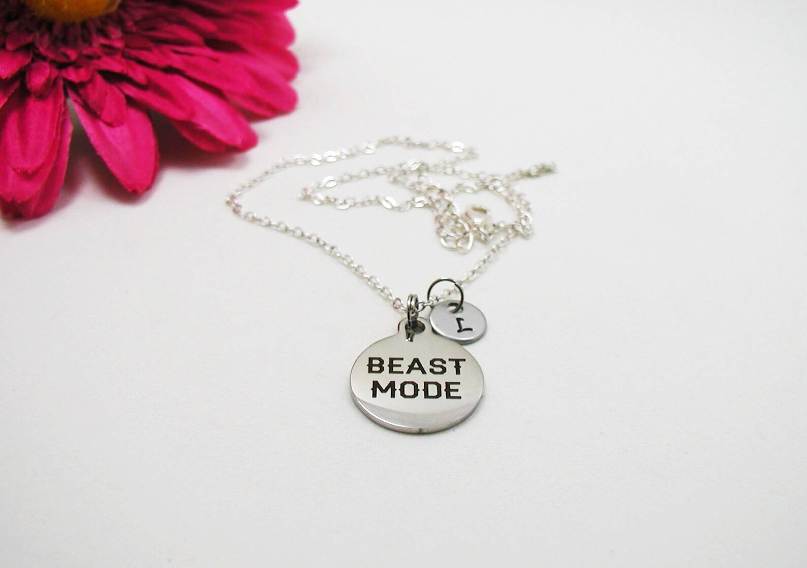Beast Mode Necklace Fitness Necklace Initial Necklace | Etsy