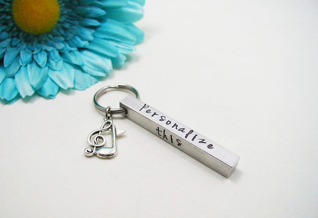 Musical Notes Key Chain, Aluminum Bar Keychain, Personalized Keychain ...