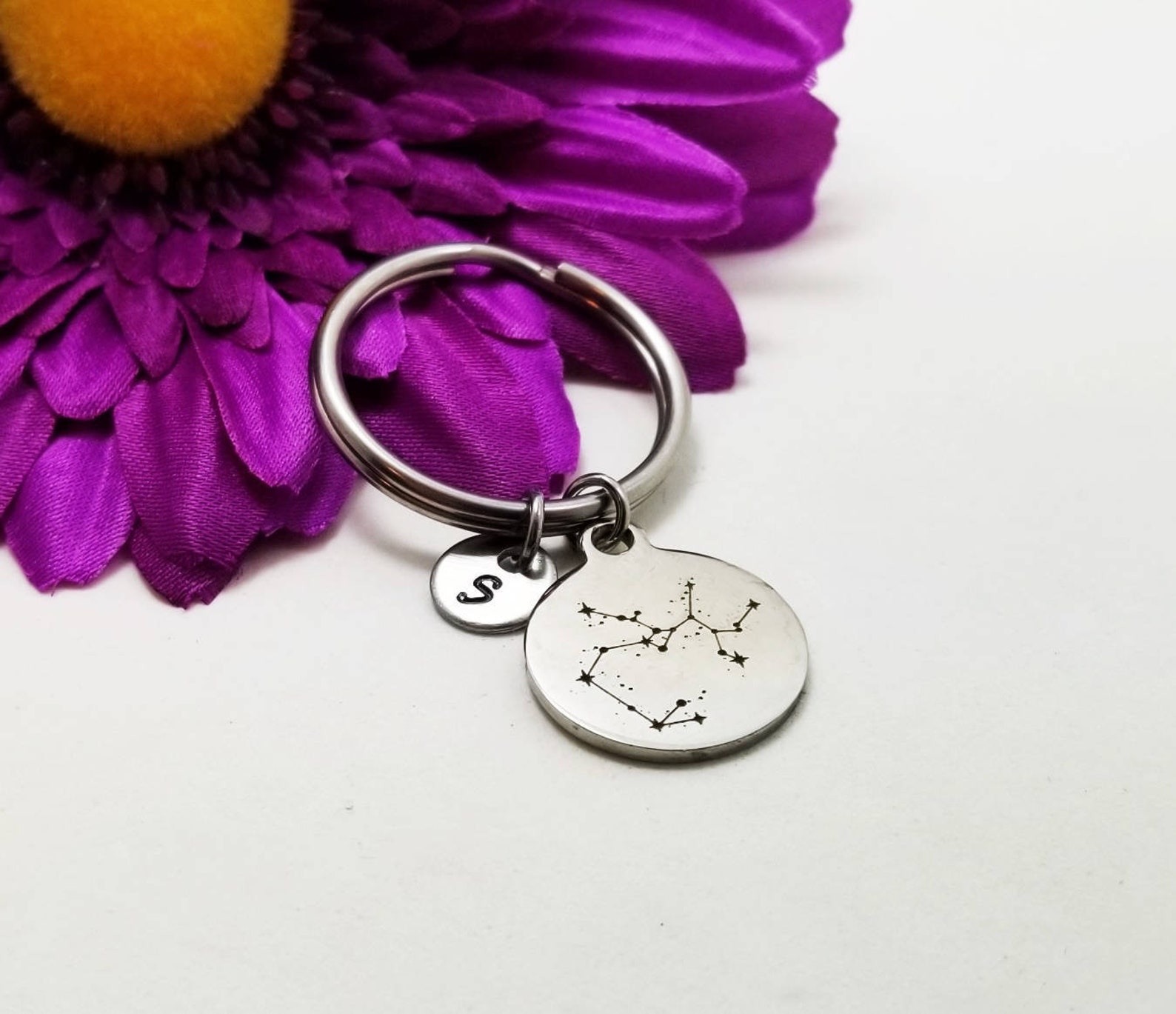 Sagittarius Keychain Zodiac Keychain Initial Keychain - Etsy