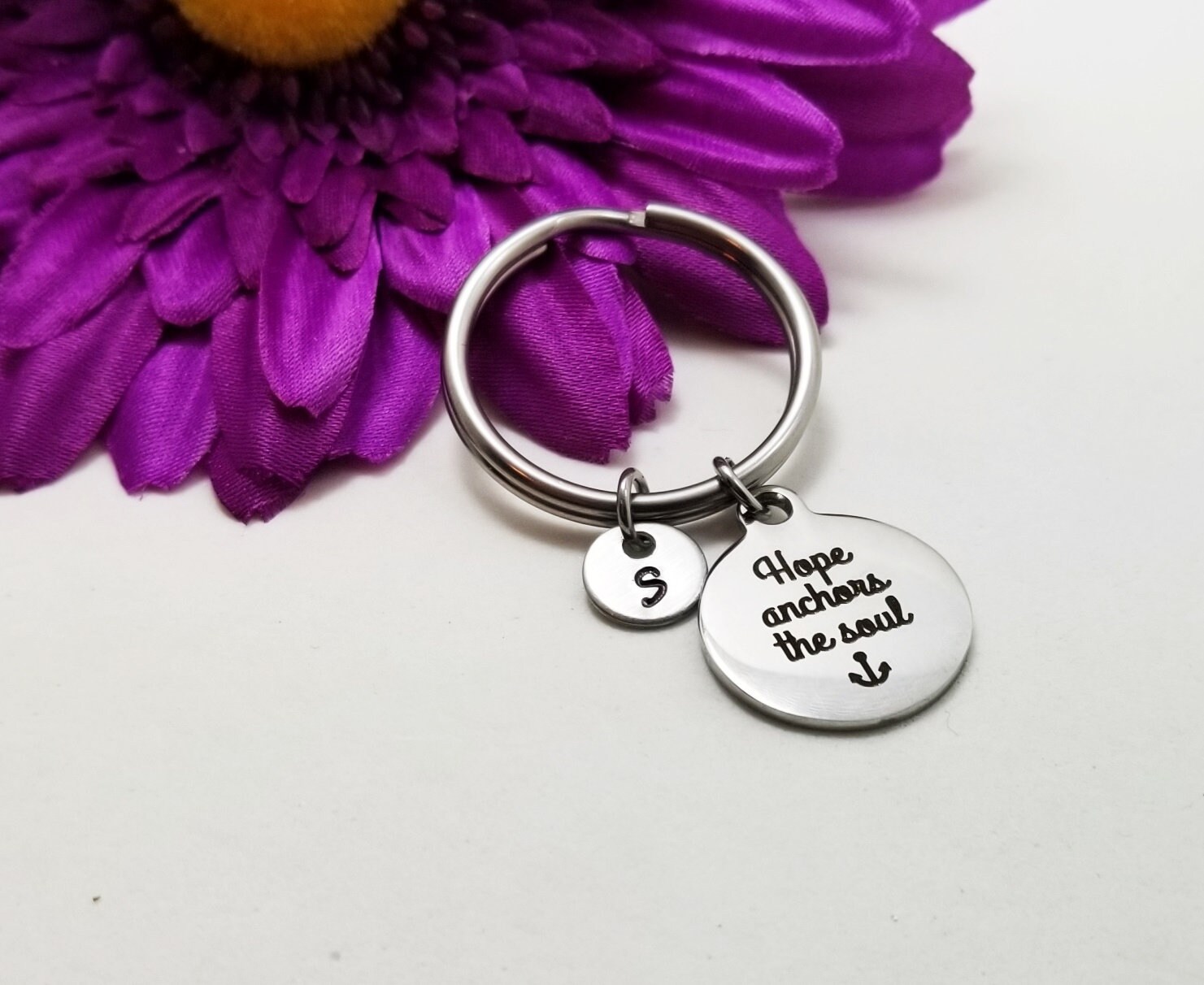 Hope Anchors the Soul Keychain Friend Key Chain Initial - Etsy