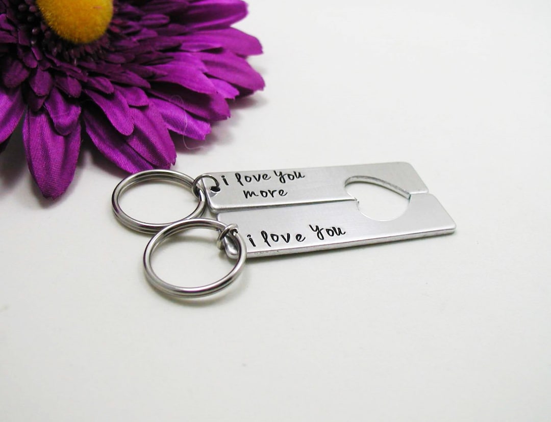 I Love You Keychain, I Love You More Keychain, Engraved Keychains ...