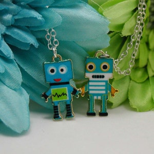 Robot Necklace Set, Robot Pendant Set, Geek Necklace, Miniature Robot ...