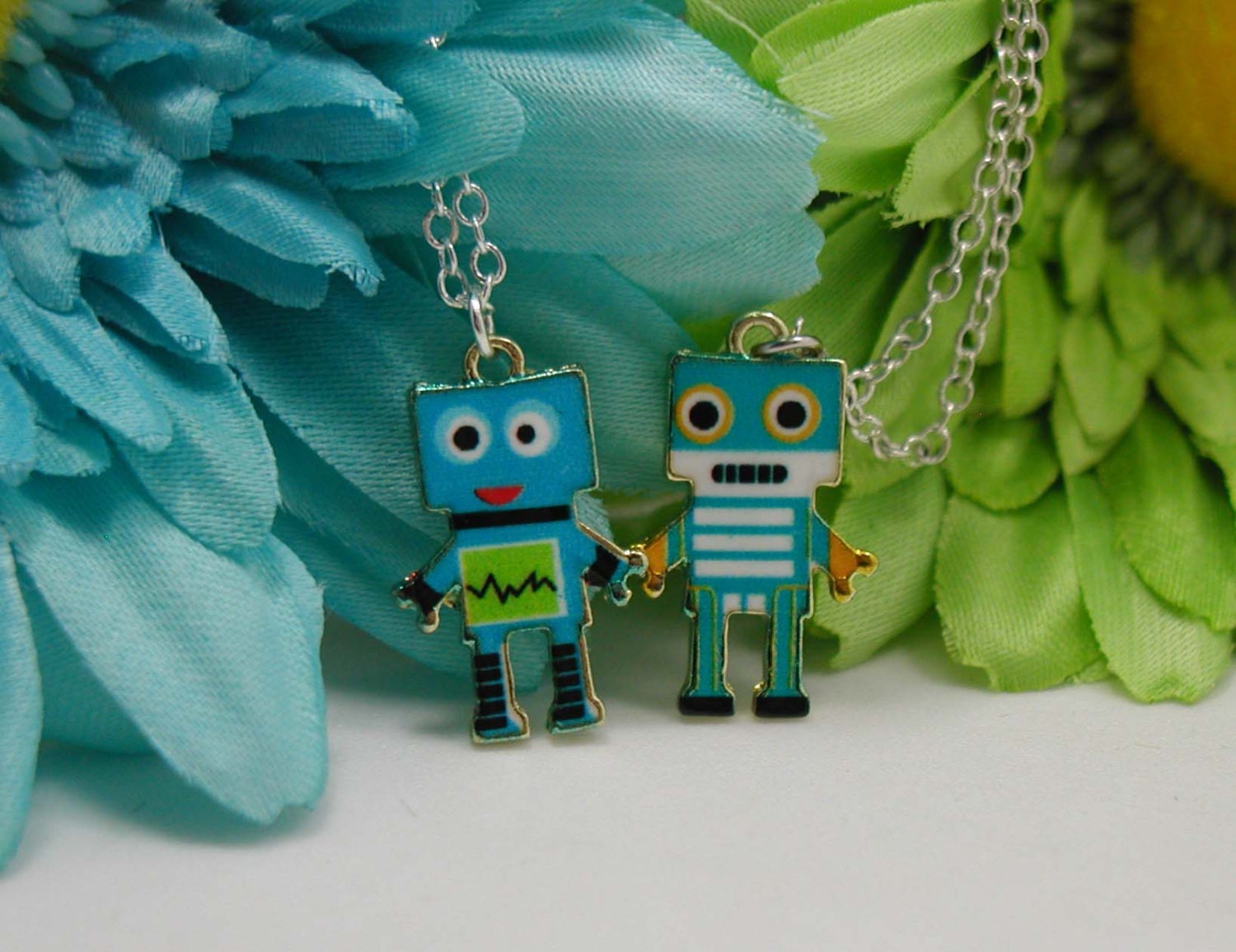 Robot Necklace Set Robot Pendant Set Geek Necklace - Etsy