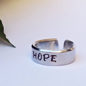 Hope Ring, Personalized Ring, Inspirational Ring, Hand Stamped Ring ...