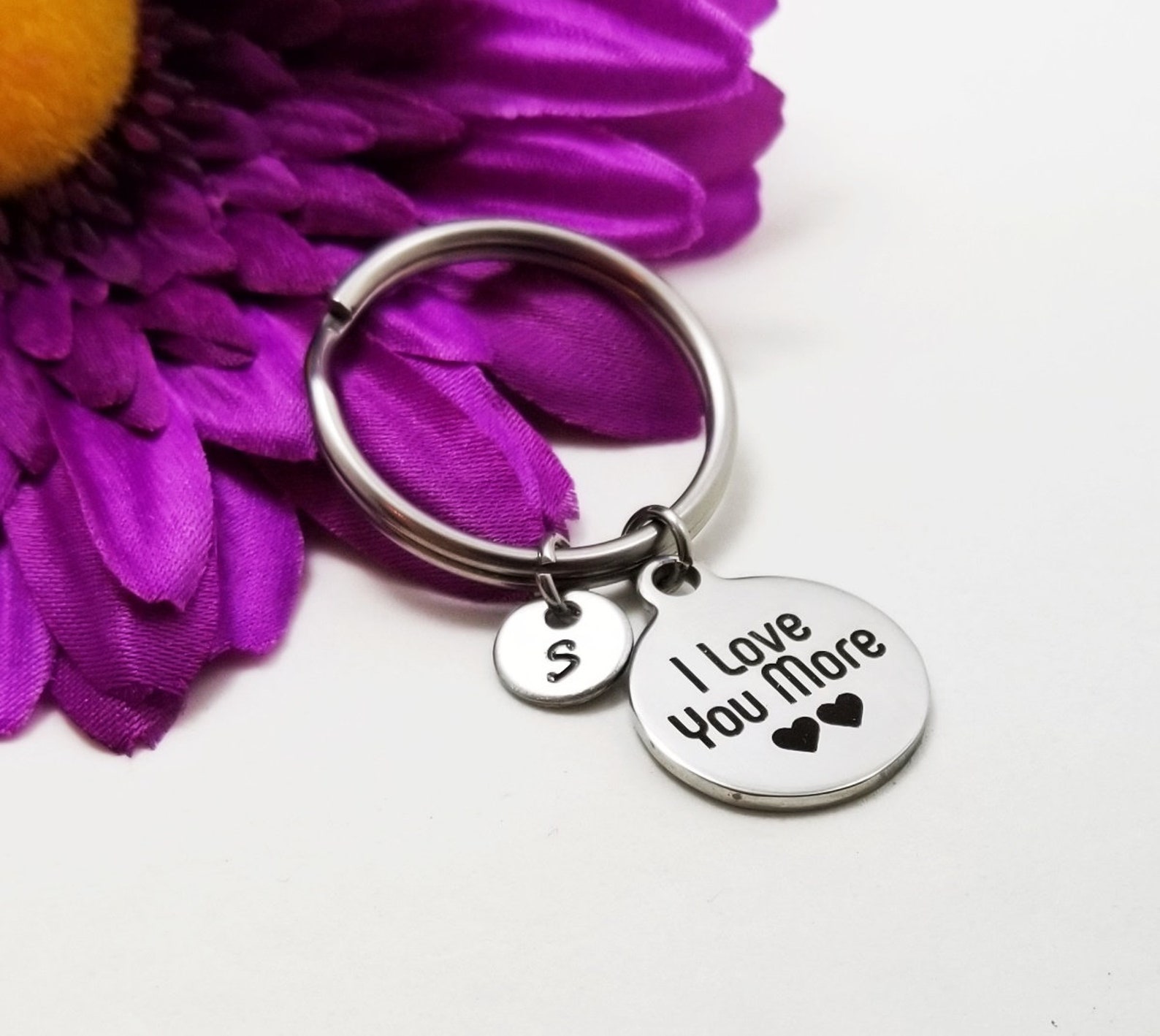 I Love You More Keychain girlfriend Key Chain Initial - Etsy