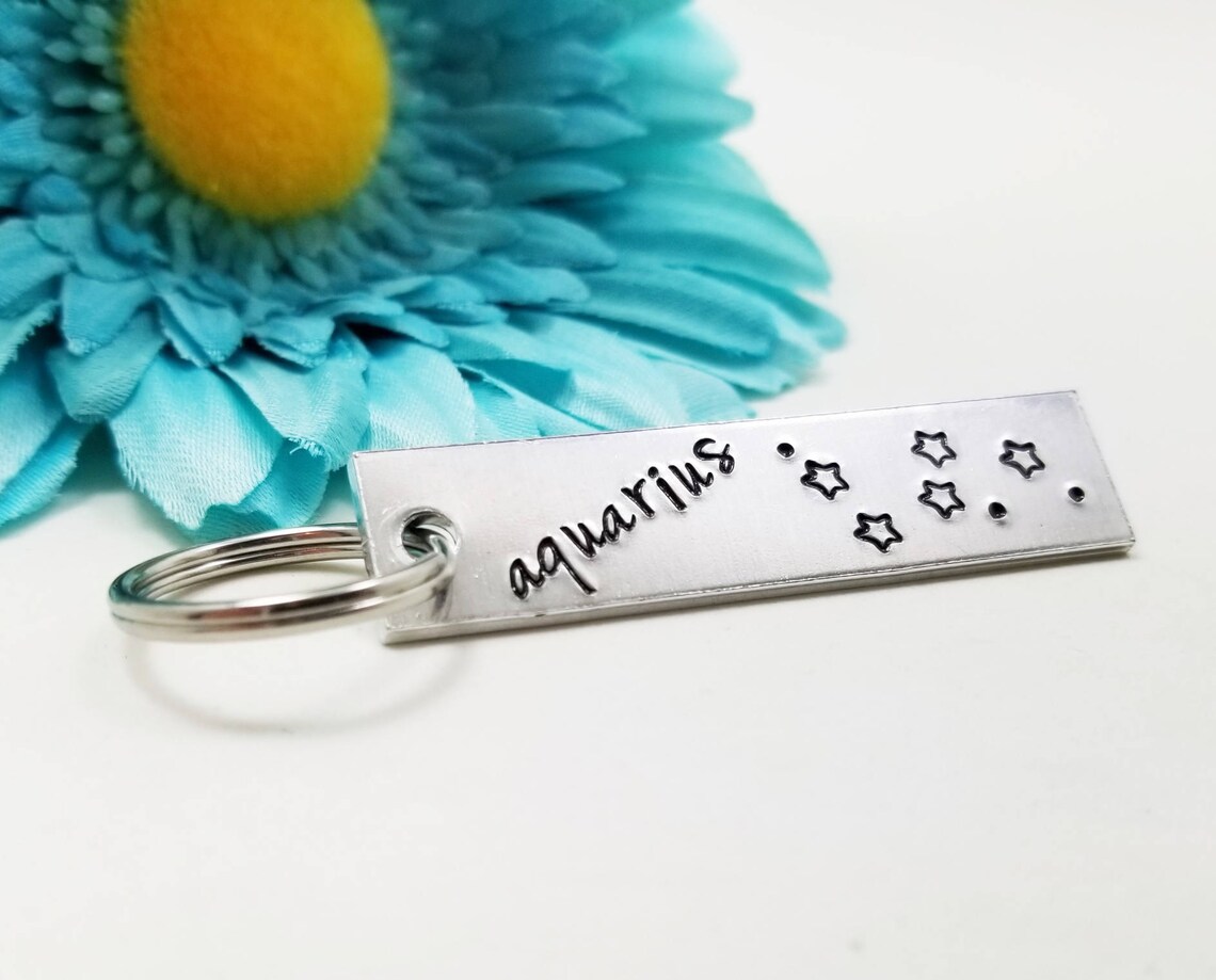 Aquarius Keychain, Custom Keychain, Constellation Keychain, Rectangle ...