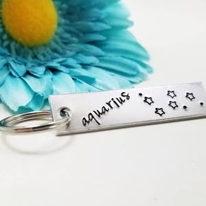 Aquarius Keychain, Custom Keychain, Constellation Keychain, Rectangle ...