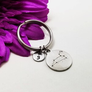 Leo Keychain, Zodiac Keychain, Initial Keychain, Personalized Keychain ...