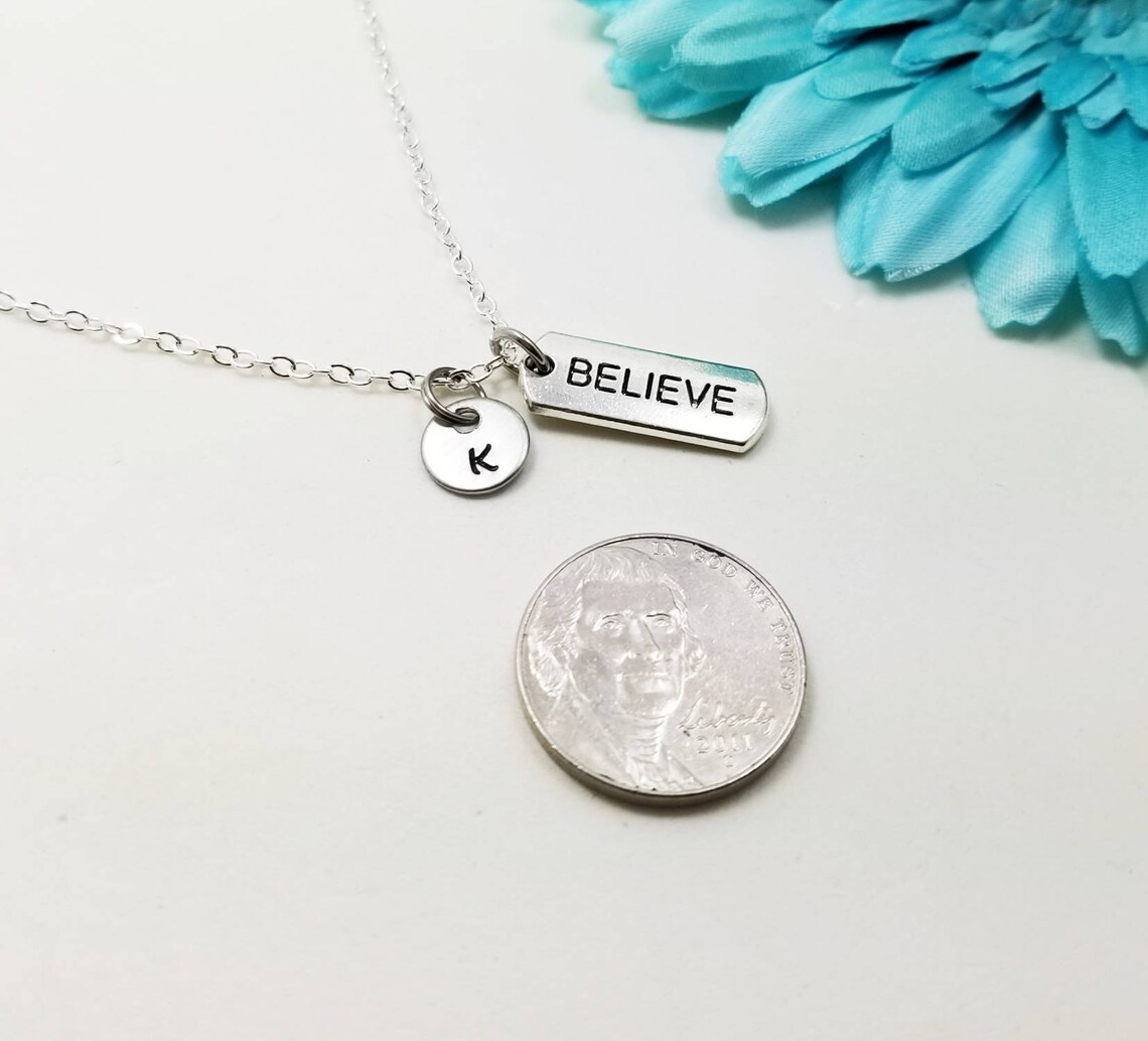 Believe Necklace, Blessed Pendant, Inspirational Necklace, Faith ...