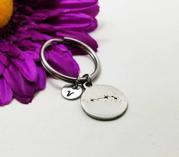 Aries Keychain Zodiac Key Chain Initial Keychain - Etsy