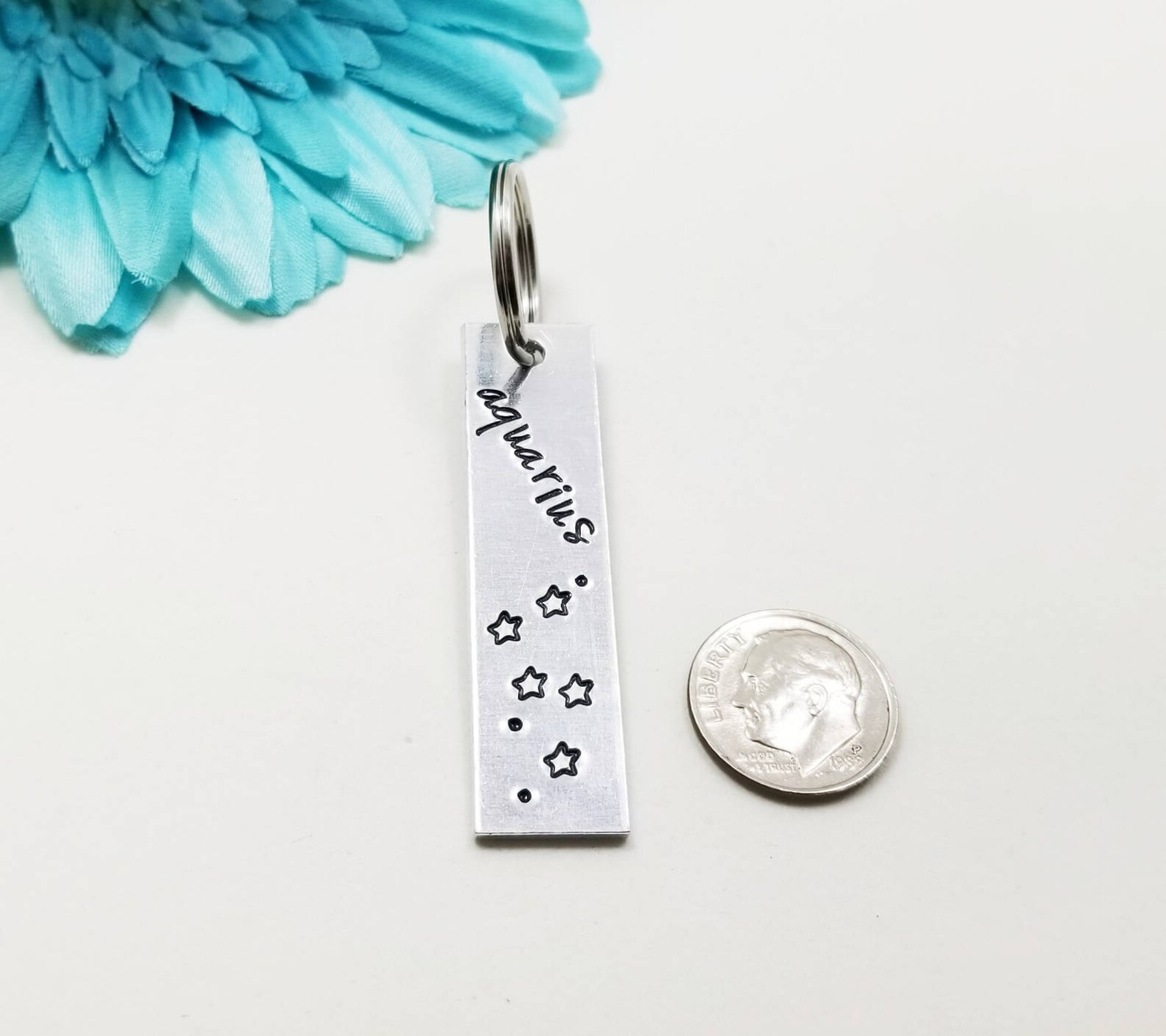 Aquarius Keychain, Custom Keychain, Constellation Keychain, Rectangle ...