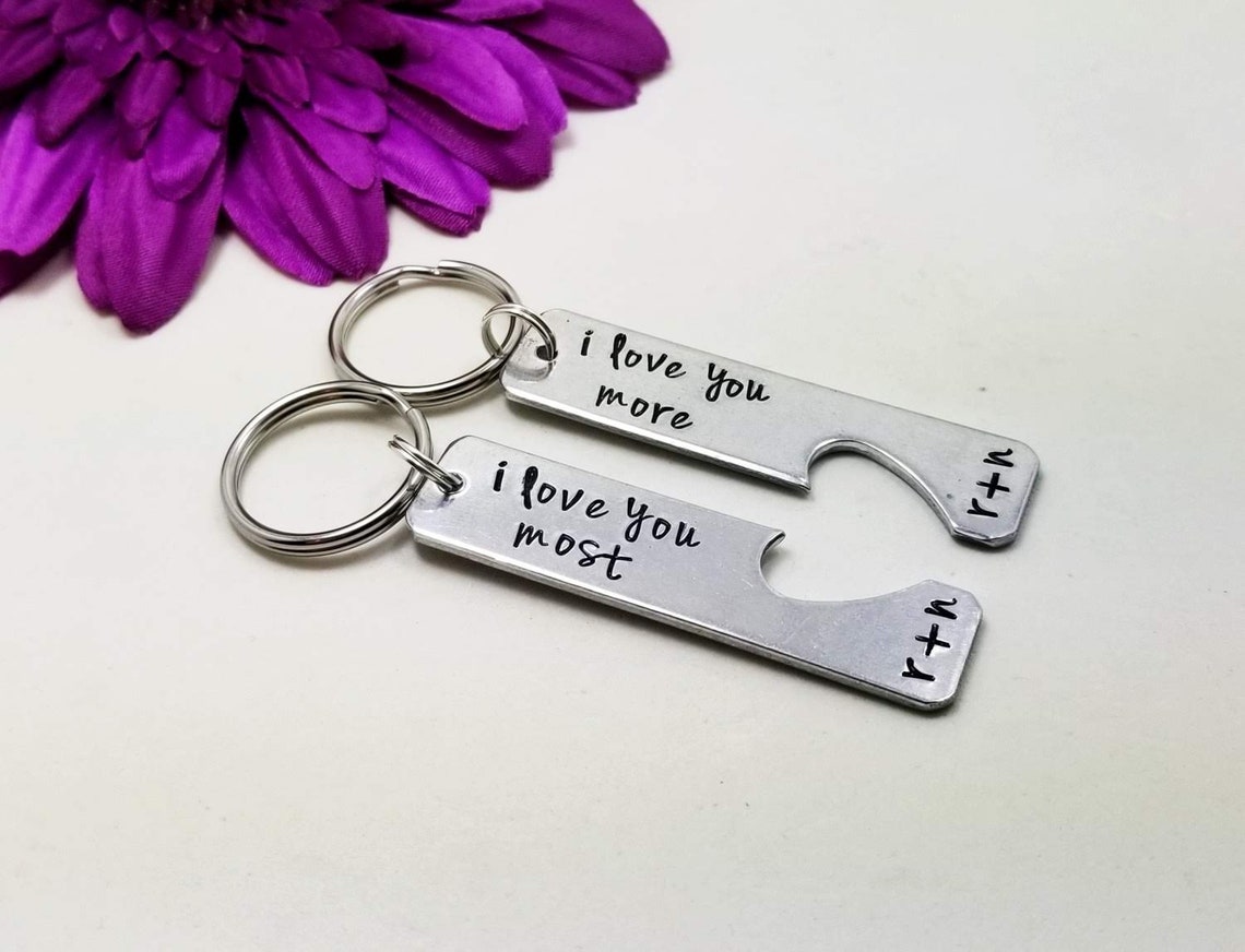 I Love You Keychain I Love You More Keychain Engraved | Etsy
