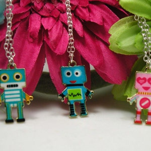 Robot Necklace Set, Long Distance Friendship, Geek Necklace, Miniature ...