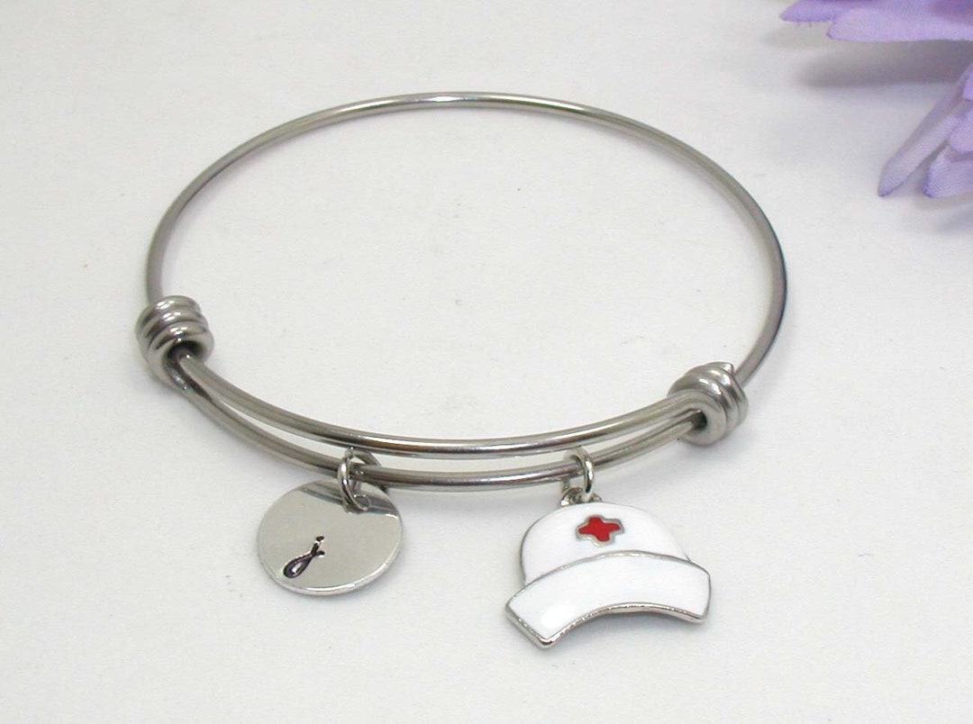 Nurse Bracelet Nurse Jewelry Initial Charm Charm - Etsy