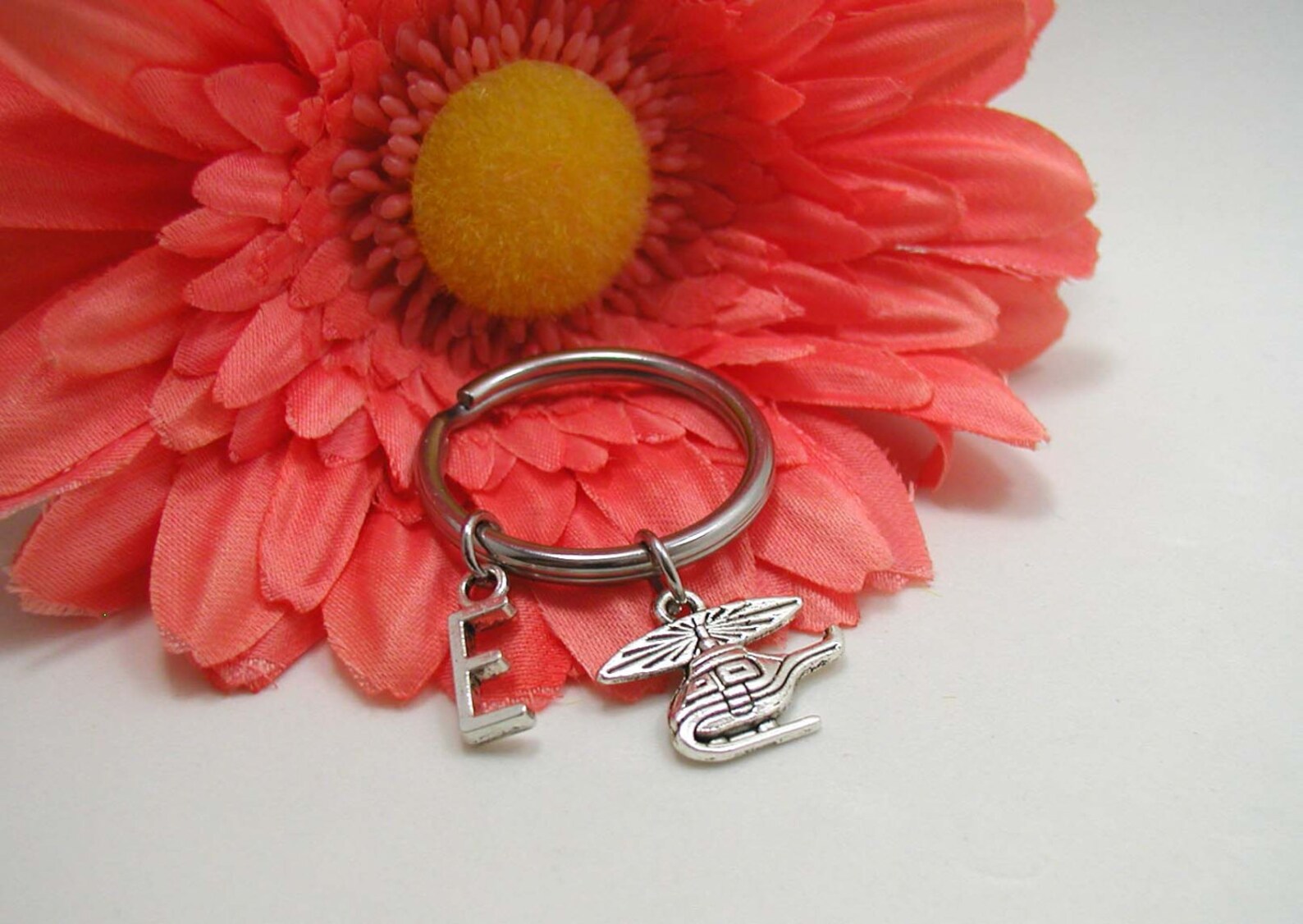 Helicopter Keychain Helicopter Key Chain Initial Keychain | Etsy