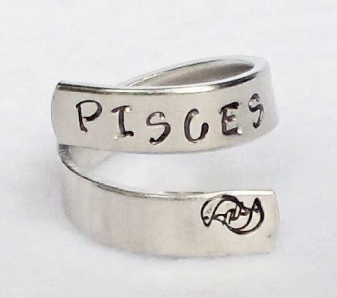Pisces Ring, Personalized Zodiac Ring, Personalized Ring, Custom Ring ...