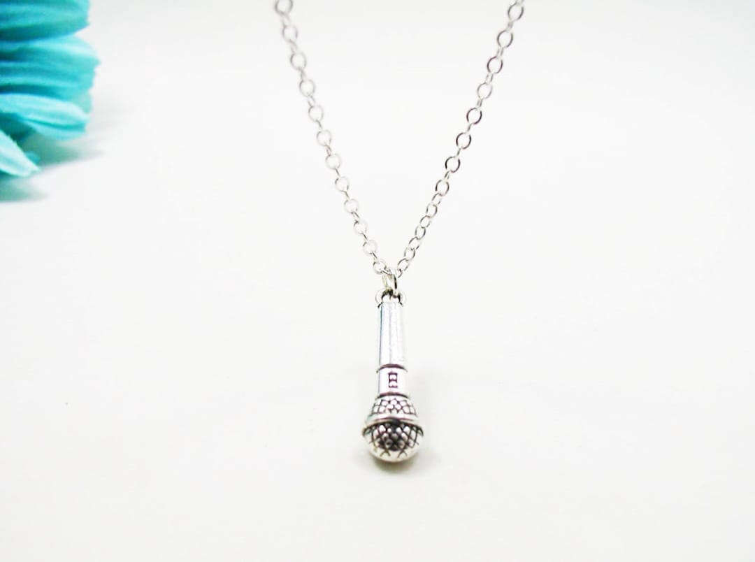 Microphone Necklace, Microphone Charm Necklace, Microphone Pendant ...