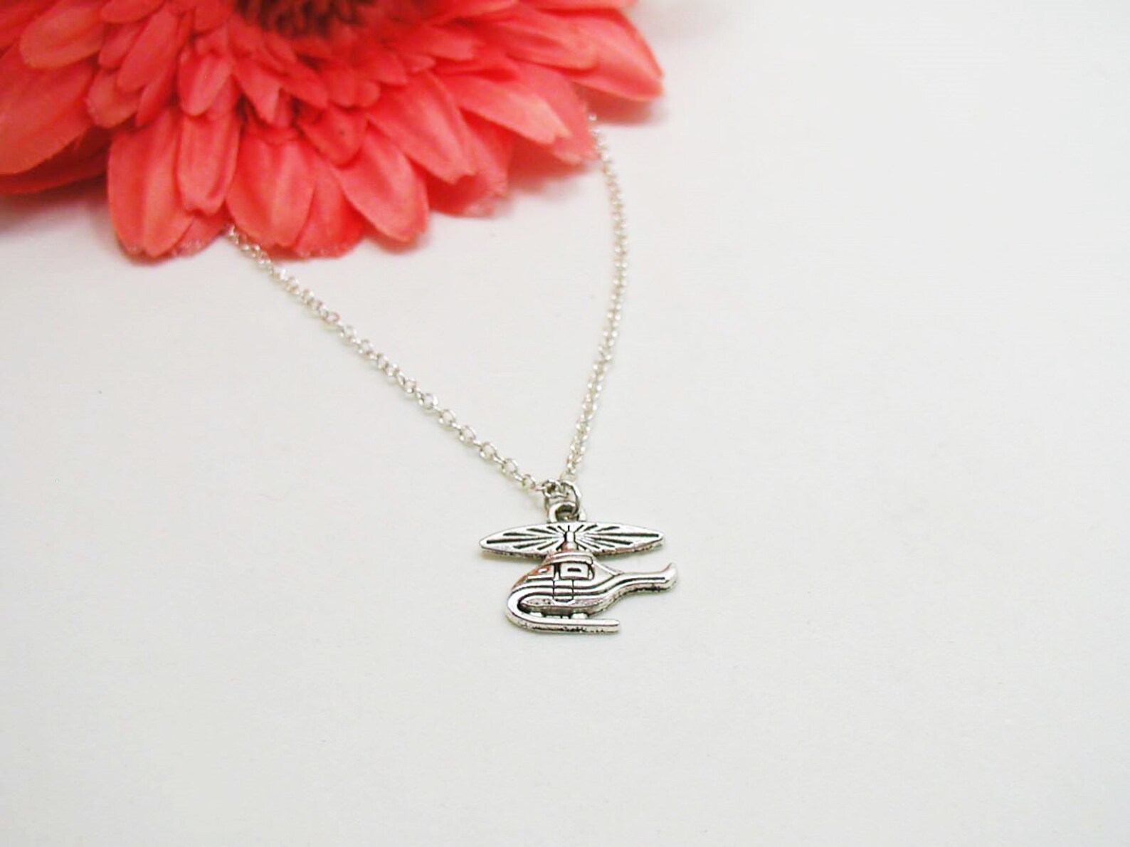 Helicopter Necklace Charm Necklace Helicopter Pendant - Etsy