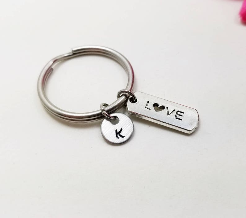 Love Keychain Love Key Chain Initial Keychain - Etsy