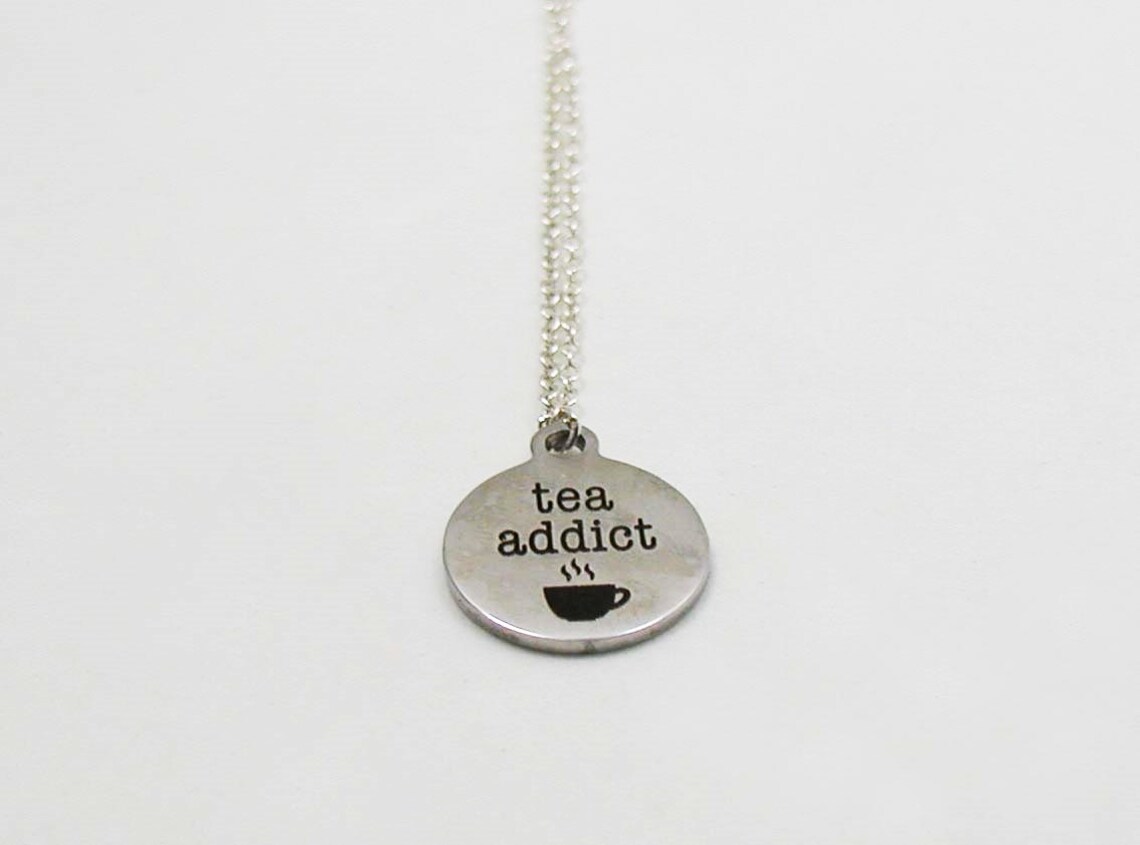 Tea Addict Necklace Tea Lover Necklace Caffeine Addict - Etsy