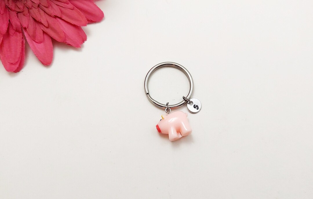 Piggy Key Chain, 3D Pig Key Chain, Pink Pig Charm, Piglet Charm, Animal ...