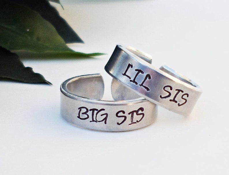 Big Sis Lil Sis Ring, Two Personalized Rings, Big Sister Ring, Little ...