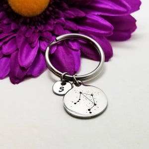 Libra Keychain, Zodiac Keychain, Personalized Keychain, Initial Keyring ...