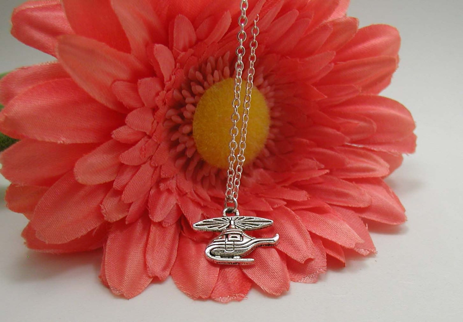 Helicopter Necklace Charm Necklace Helicopter Pendant - Etsy