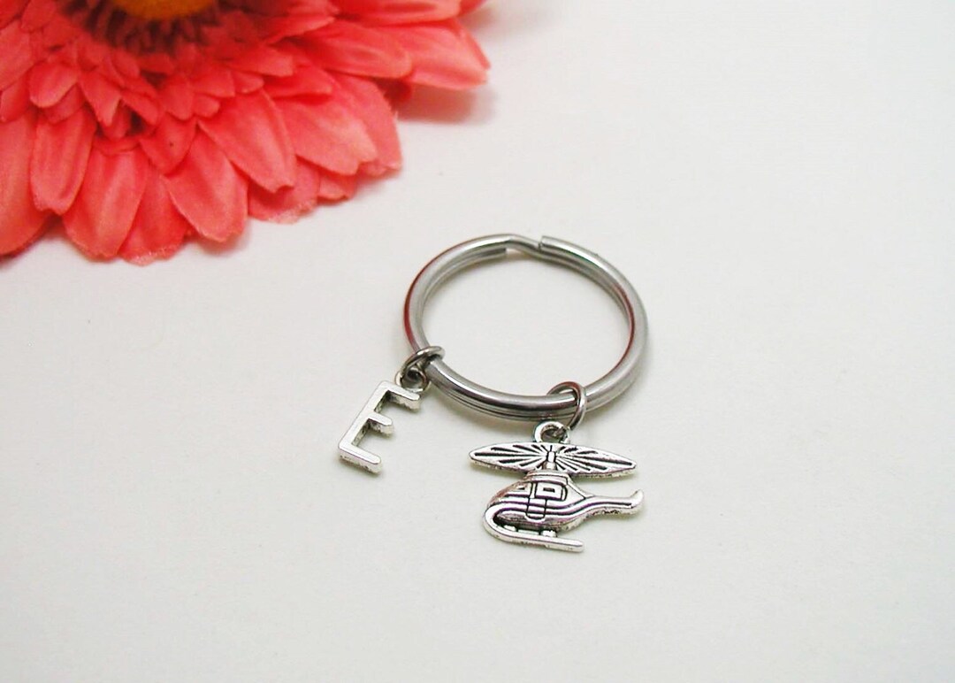 Helicopter Keychain, Helicopter Key Chain, Initial Keychain ...