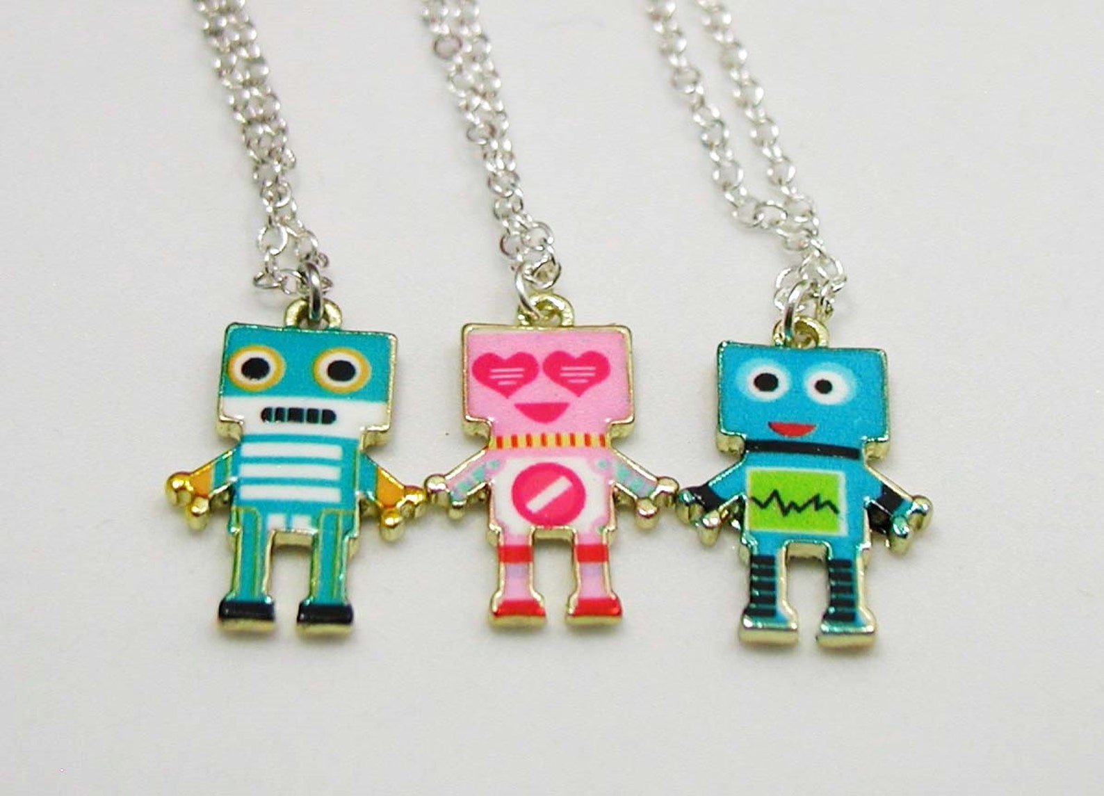 Robot Necklace Set Long Distance Friendship Geek Necklace - Etsy UK