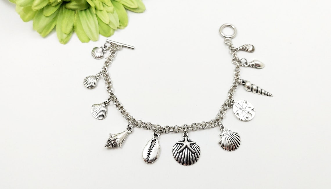 Seashell Charm Bracelet Seashell Bracelet Beach Charm | Etsy