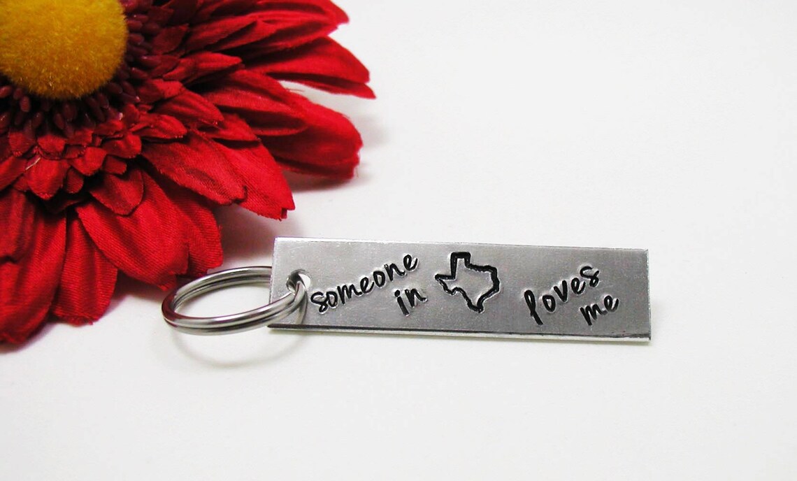 State Keychain Texas Keychain Long Distance Relationship - Etsy