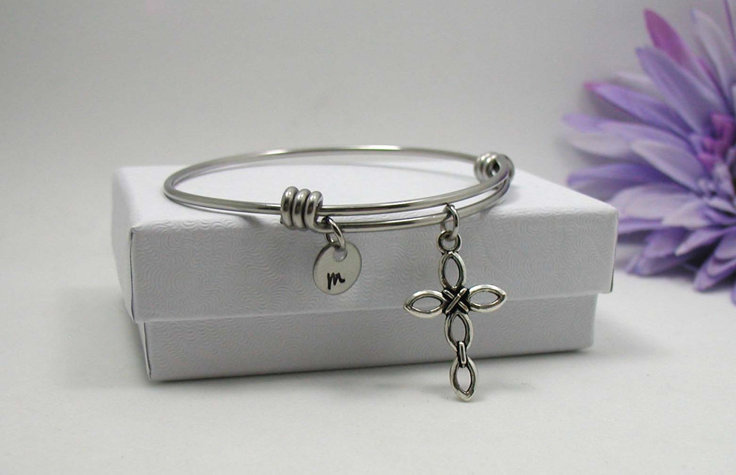 Cross Bracelet Christian Bracelet Initial Charm Bracelet - Etsy UK